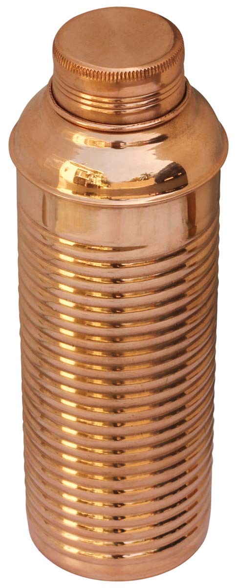 Wholesale Water Bottles – 9" Water Bottle – Cast in Copper – Ribbed Pattern